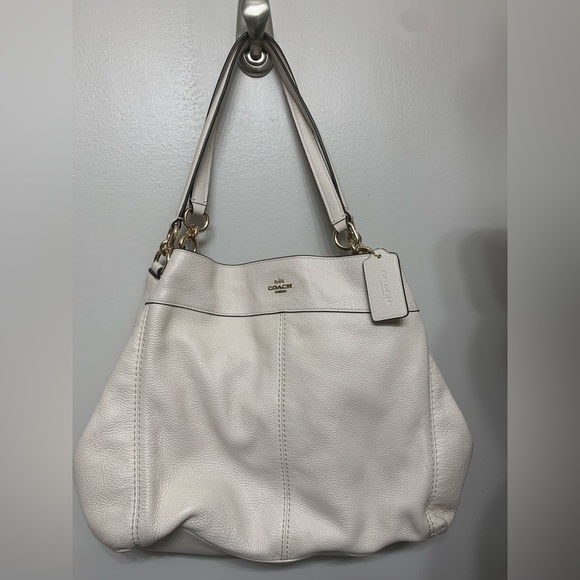 Coach | Bags | Coach Madison Phoebe Cream Shoulder Bag One Tiny Scuff ...